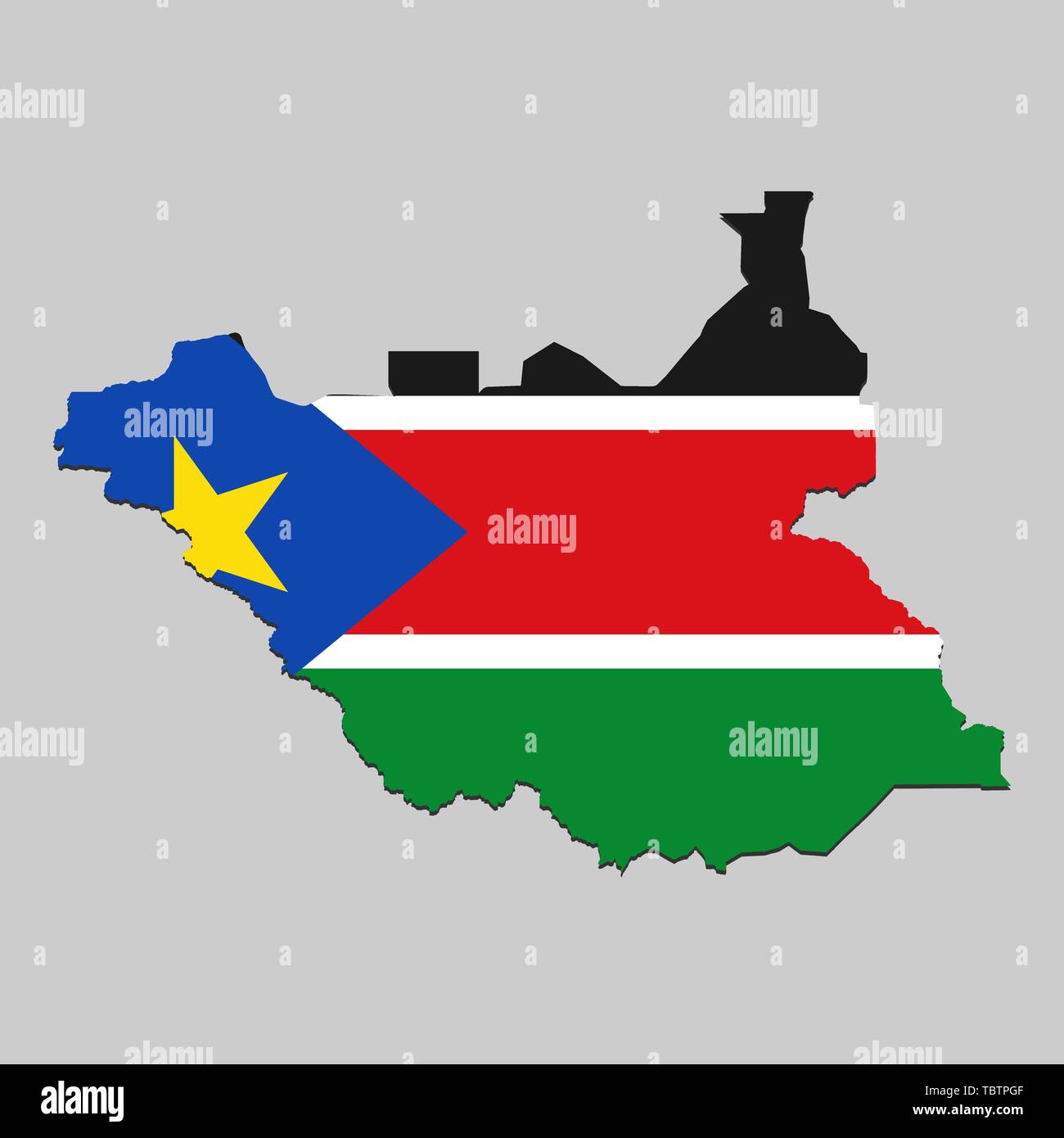 Map of South Sudan with national flag. Vector Illustration Stock Vector ...