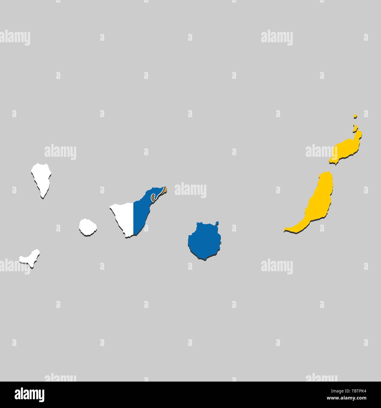 Map of Canary Islands is a state Spain with flag. Vector Illustration ...