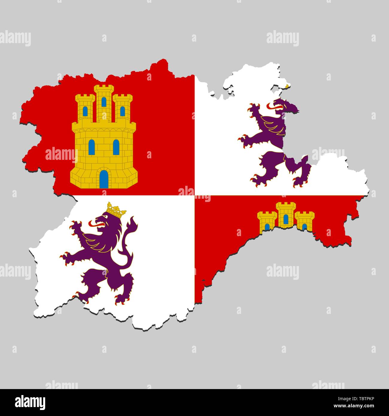 Map of Castile and Leon is a state Spain with flag. Vector Illustration ...