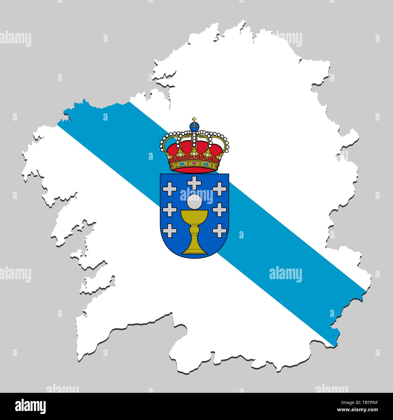 Map of Galicia is a state Spain with flag. Vector Illustration Stock ...