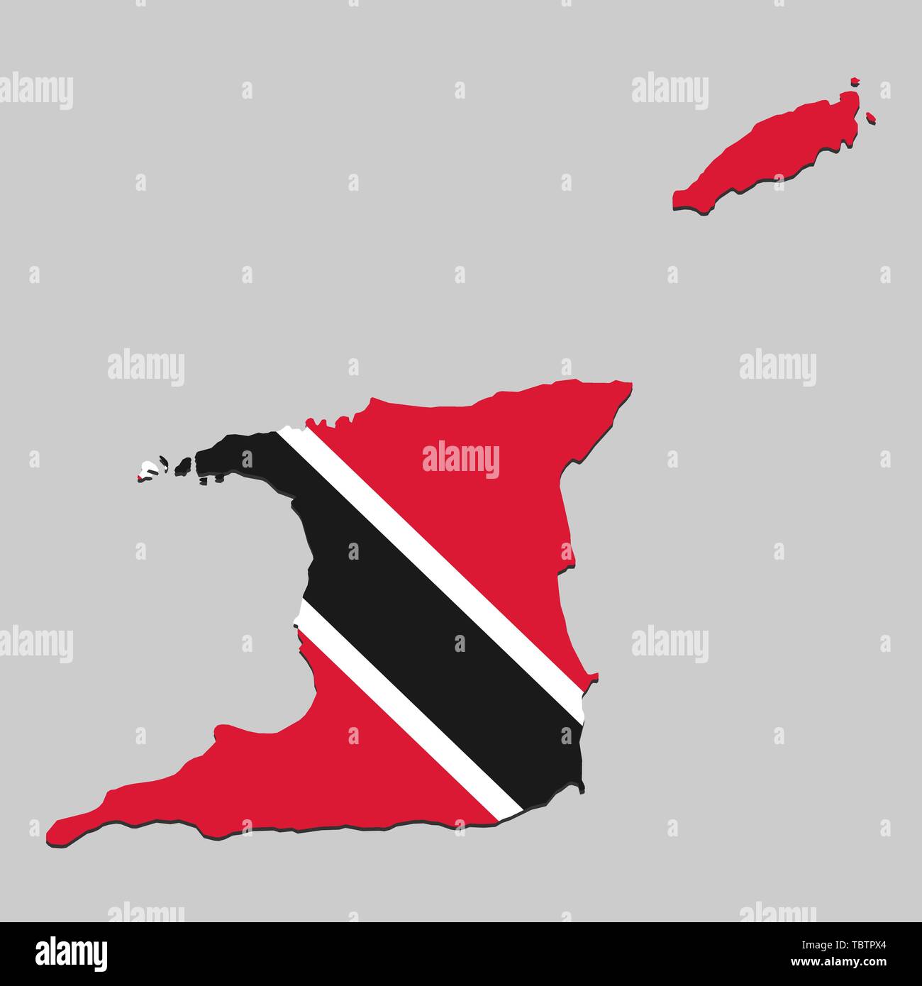 Map Of Trinidad And Tobago With National Flag Vector Illustration