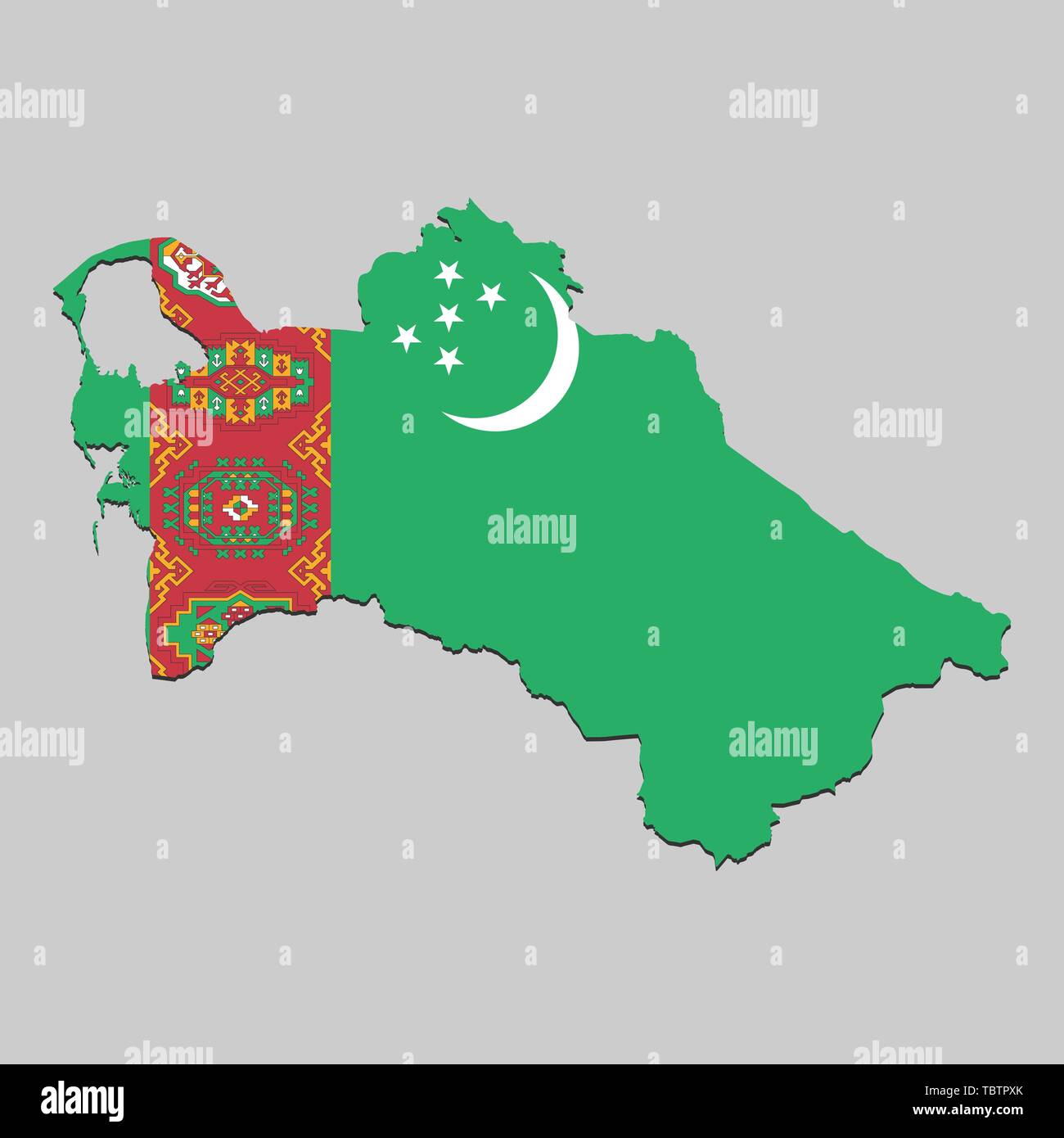 Map of Turkmenistan with national flag. Vector Illustration Stock ...