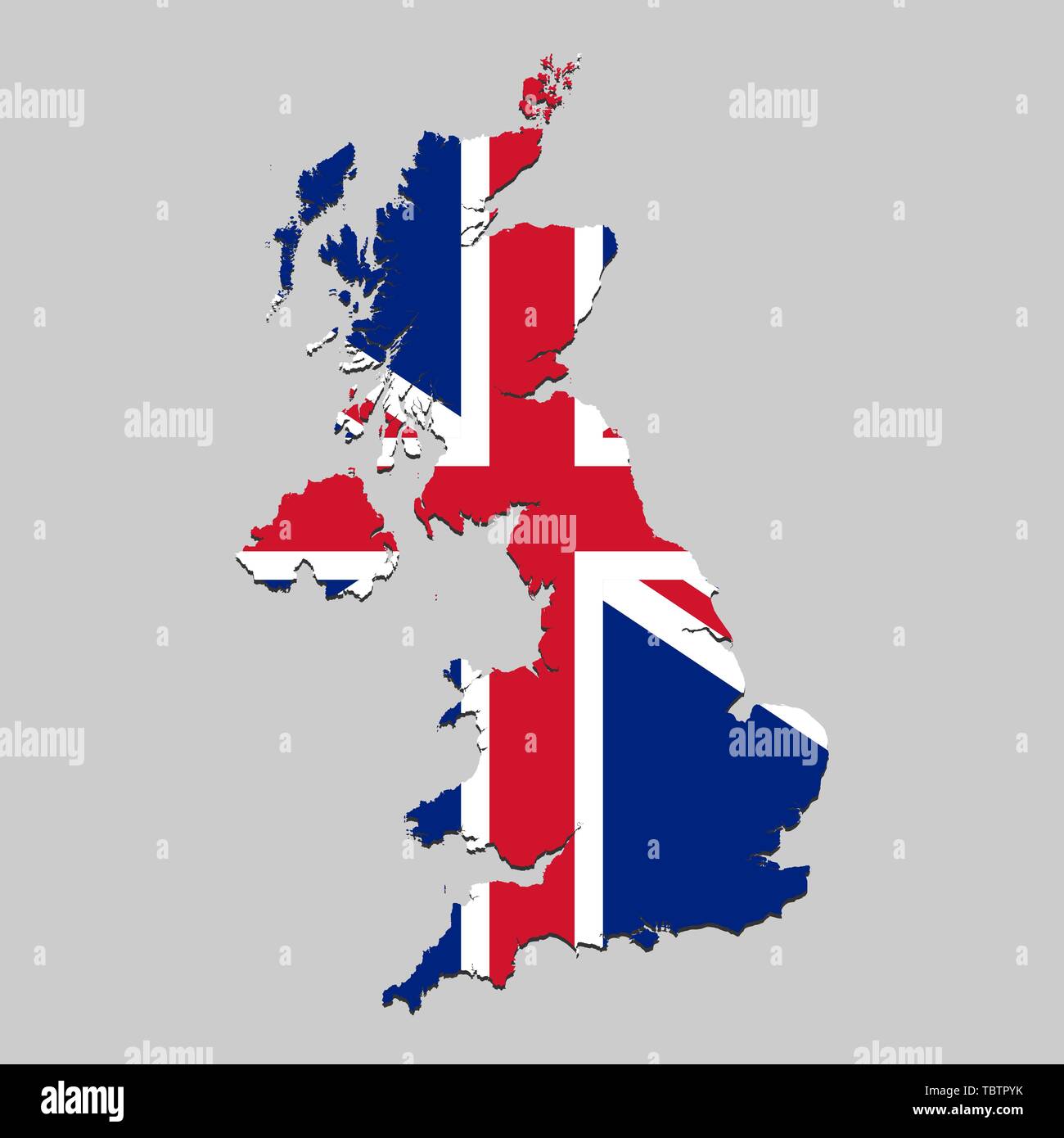 Map of United Kingdom with national flag. Vector Illustration Stock ...