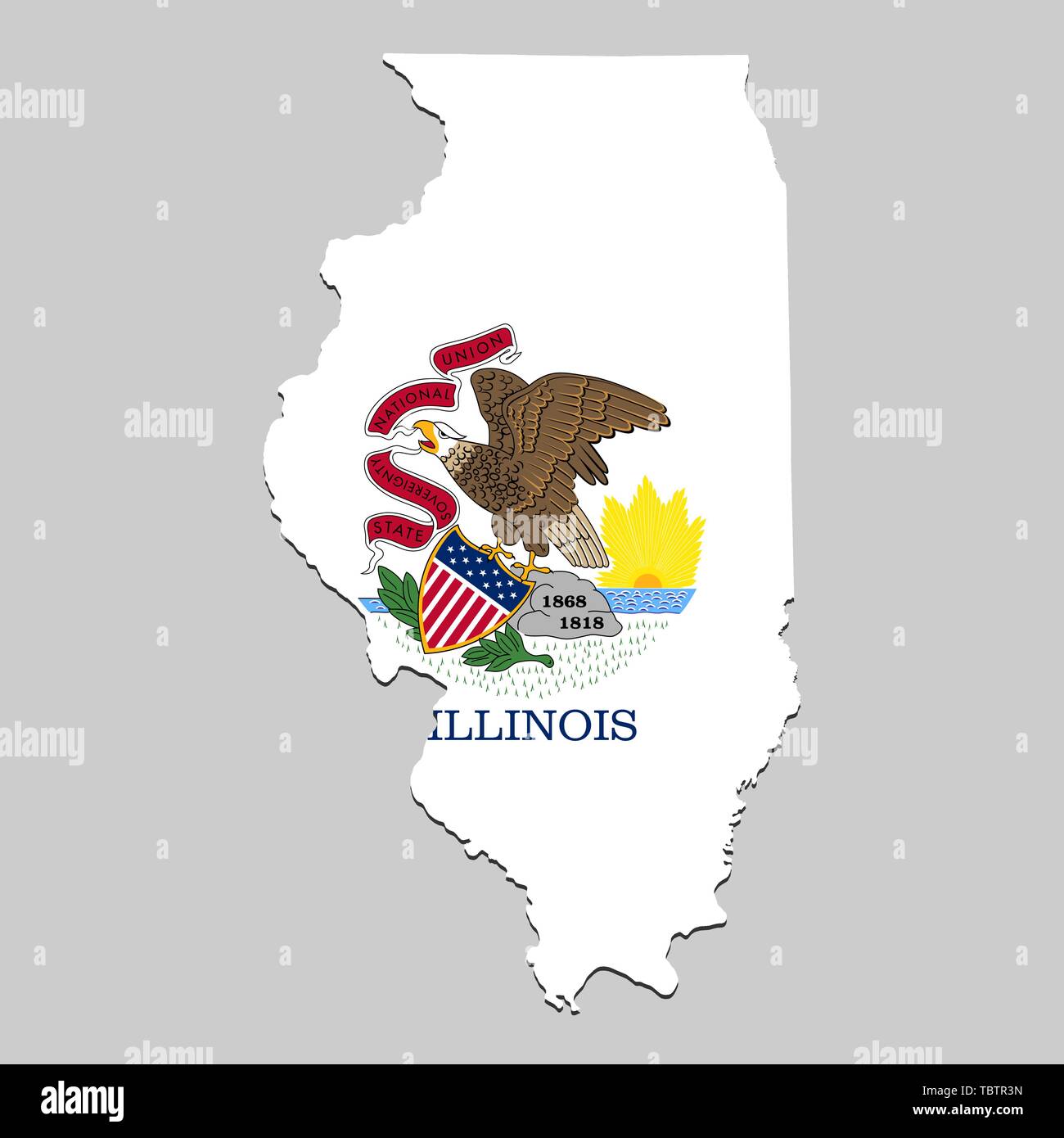 Map of Illinois is a state USA with flag. Vector Illustration Stock ...