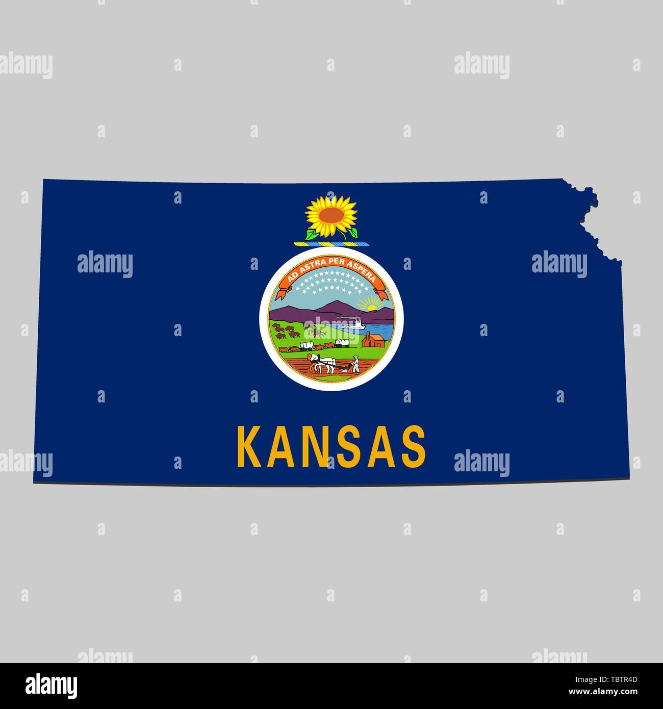 Map of Kansas is a state USA with flag. Vector Illustration Stock ...