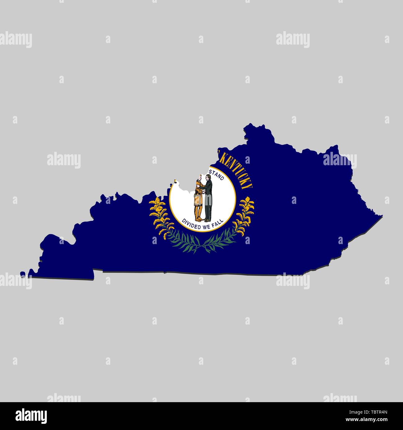 Map of Kentucky is a state USA with flag. Vector Illustration Stock ...