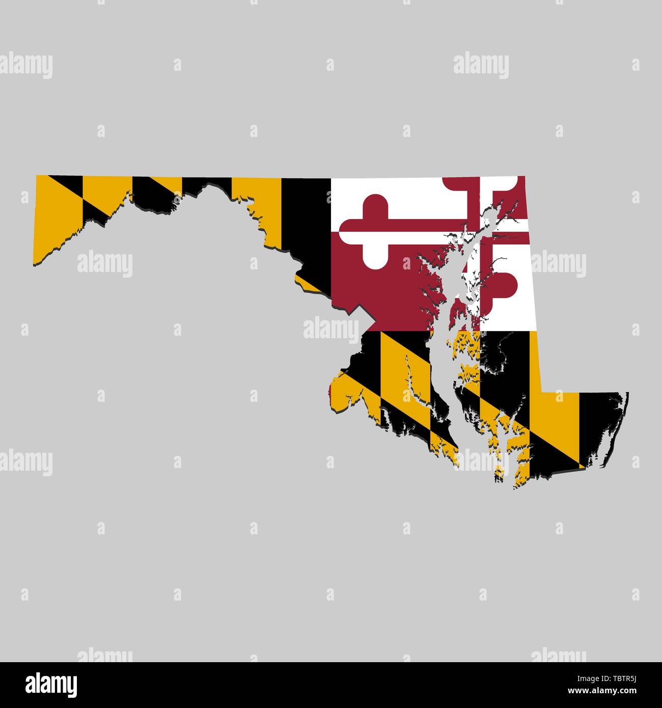 Map of Maryland is a state USA with flag. Vector Illustration Stock ...