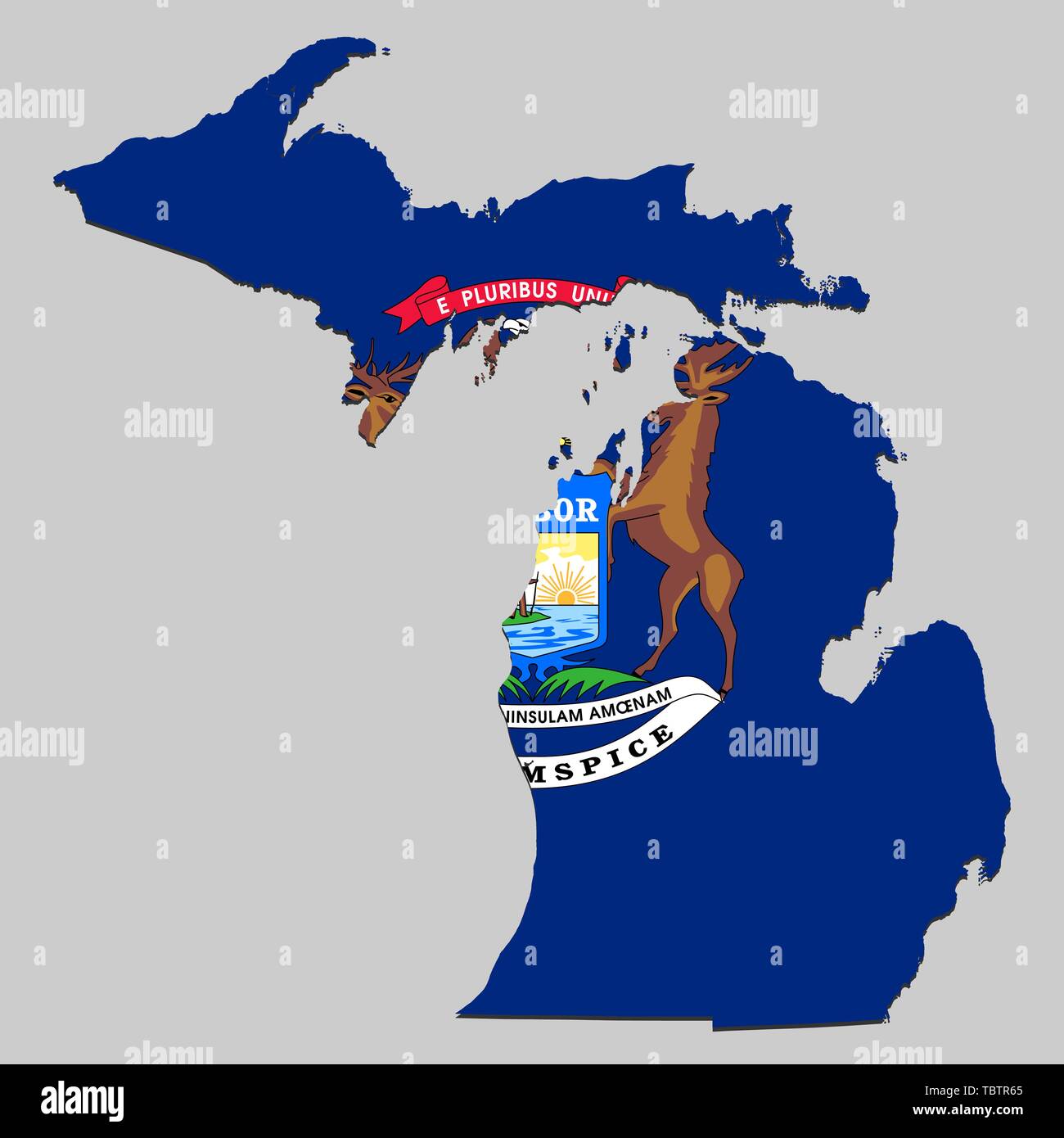 Map of Michigan is a state USA with flag. Vector Illustration Stock ...