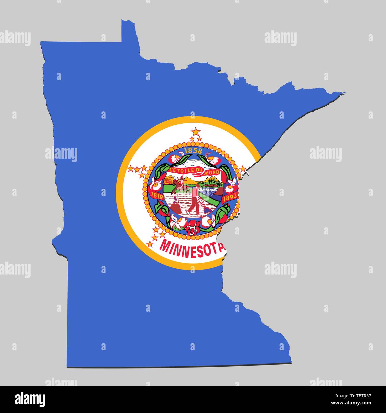 Map of Minnesota is a state USA with flag. Vector Illustration Stock ...