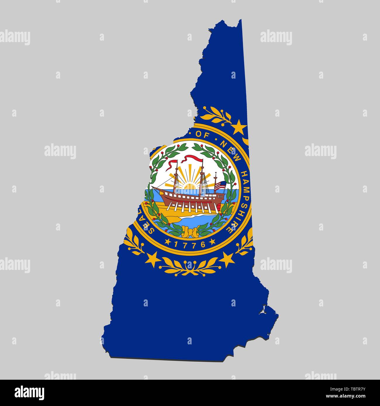 Map of New Hampshire is a state USA with flag. Vector Illustration ...