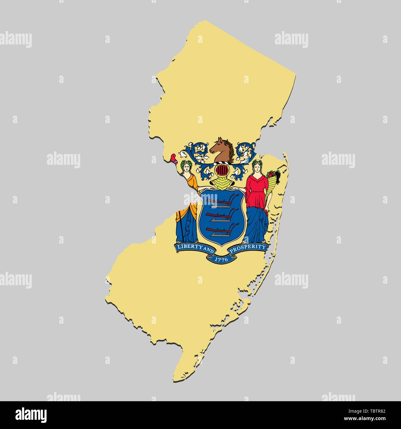 Map of New Jersey is a state USA with flag. Vector Illustration Stock ...