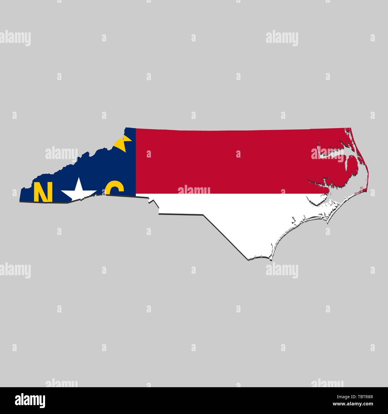 Map of North Carolina is a state USA with flag. Vector Illustration ...