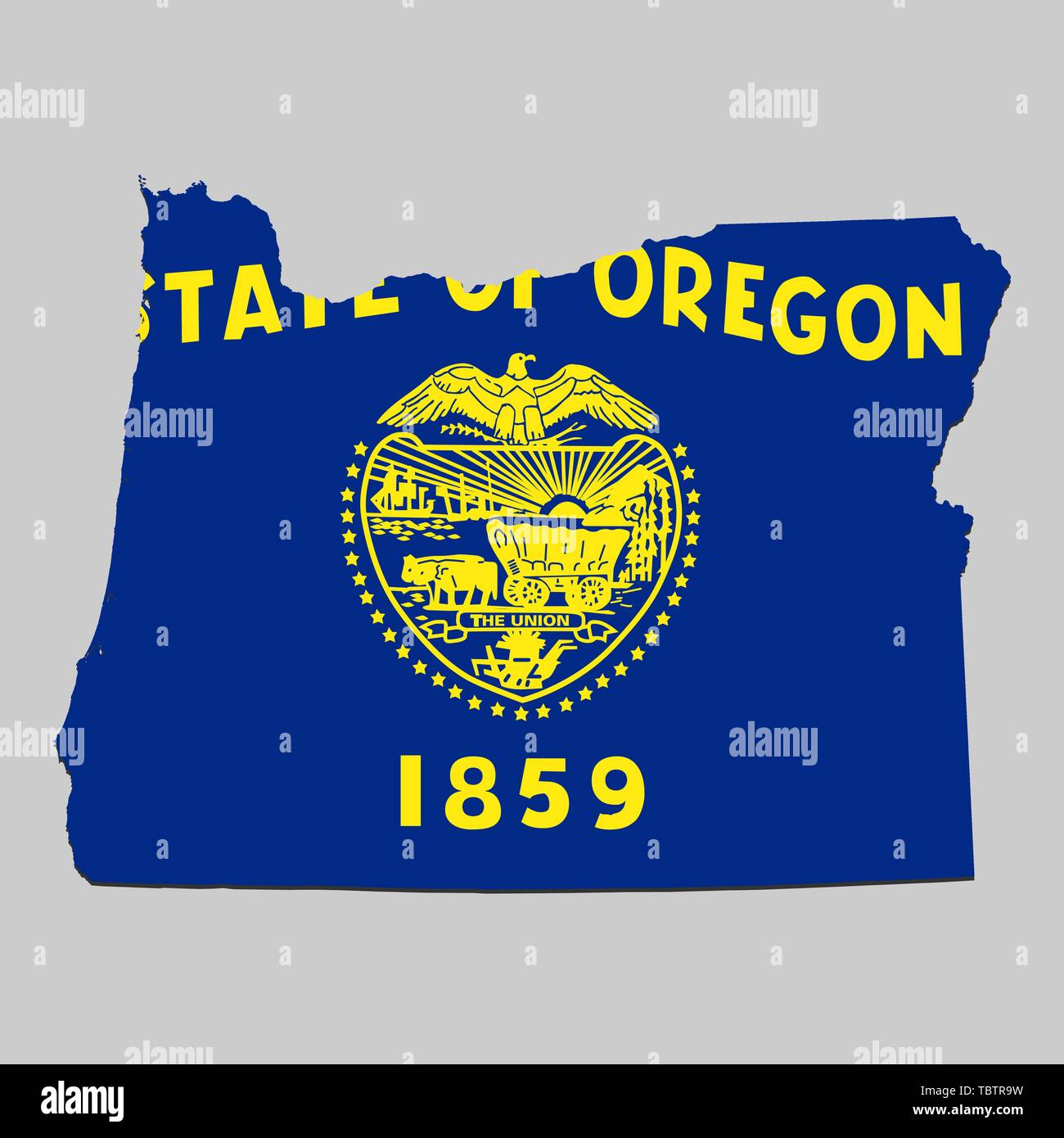 Map of Oregon is a state USA with flag. Vector Illustration Stock ...