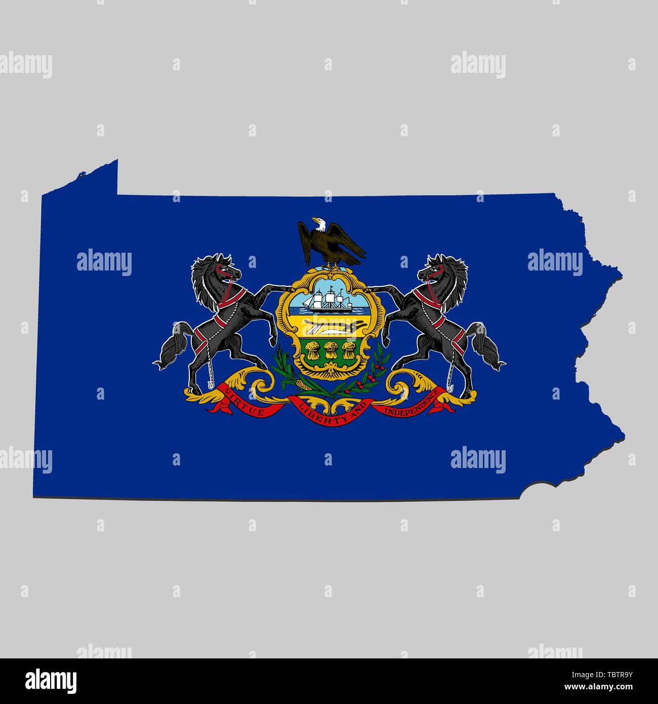 Map of Pennsylvania is a state USA with flag. Vector Illustration Stock ...