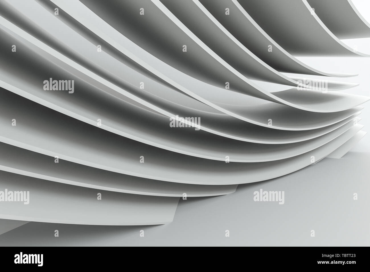 Three dimensional rendering, white gradient curved background Stock ...