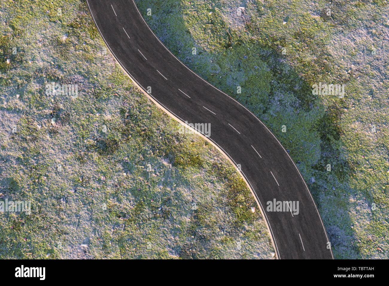 Suburban curved extended asphalt road, 3-D rendering Stock Photo - Alamy