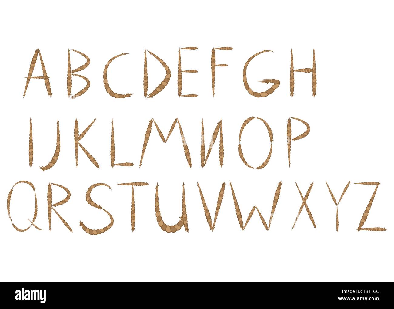 Old rope hand drawn alphabet letters from A to Z Stock Vector Image ...