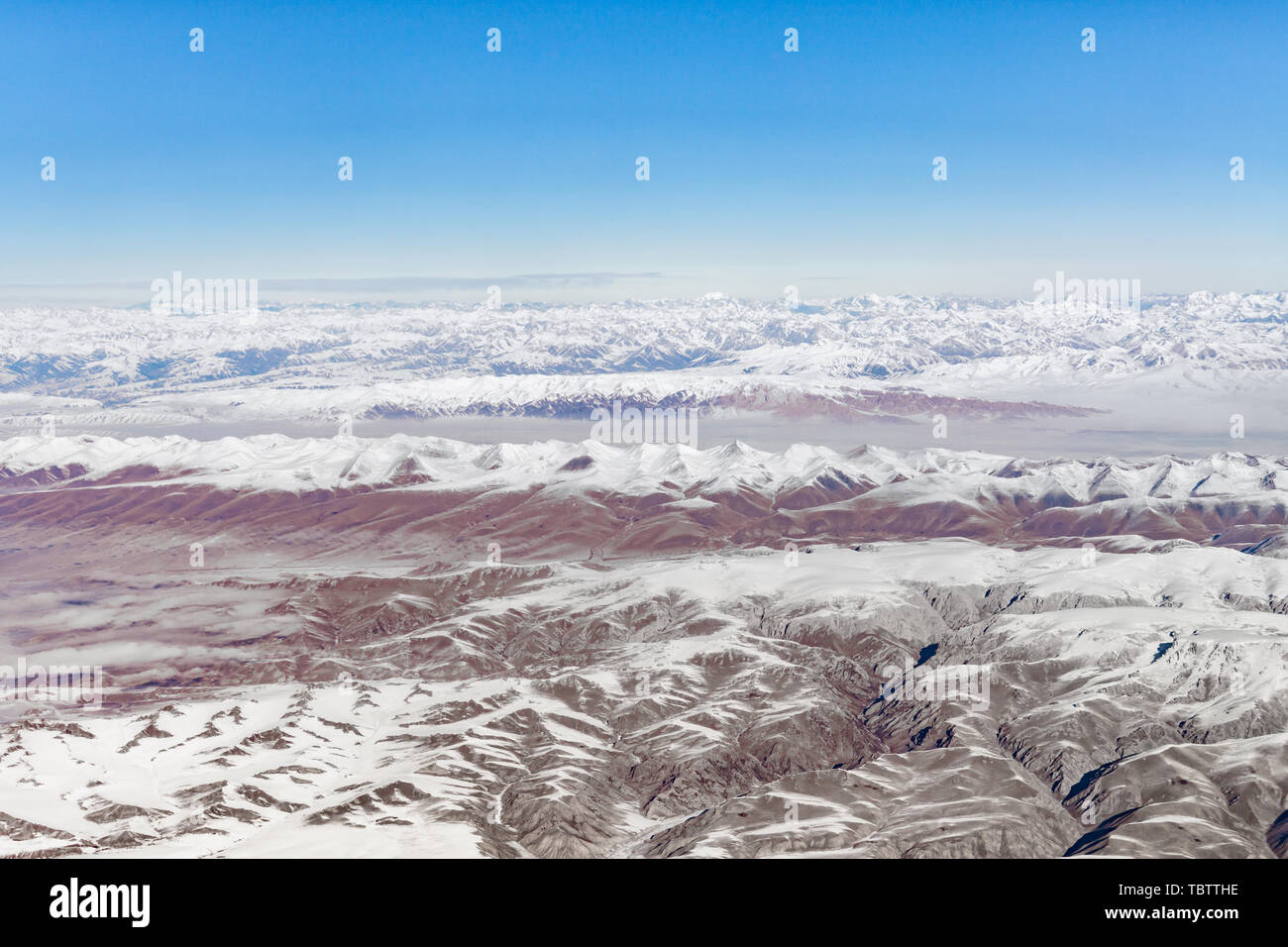 Plateau, mountains, snow mountains, aerial photography Stock Photo - Alamy