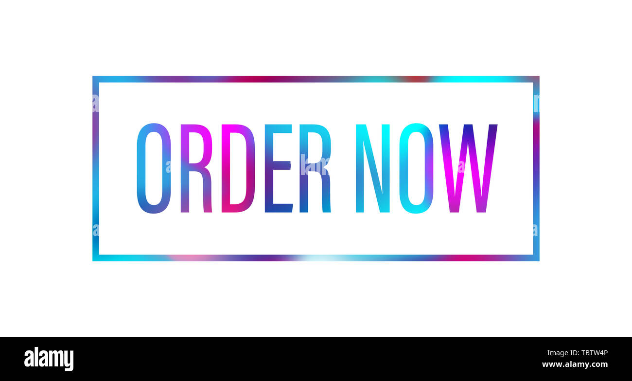 order now word with pink blue color suitable for card icon or ...