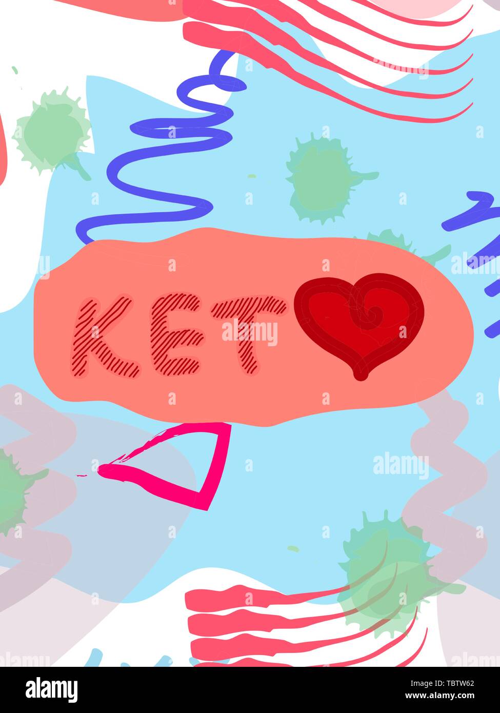 Keto fat collage lettering. Ketogenic eating slogan, phrase on memphis ...