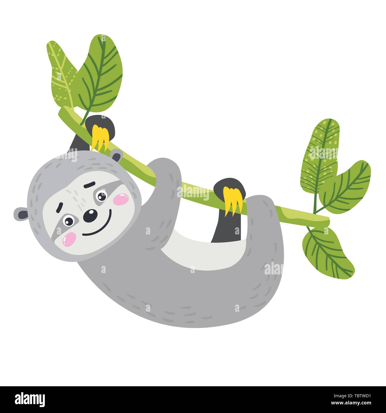 Vector cute African animal. Sloth. Funny character for kids Stock ...