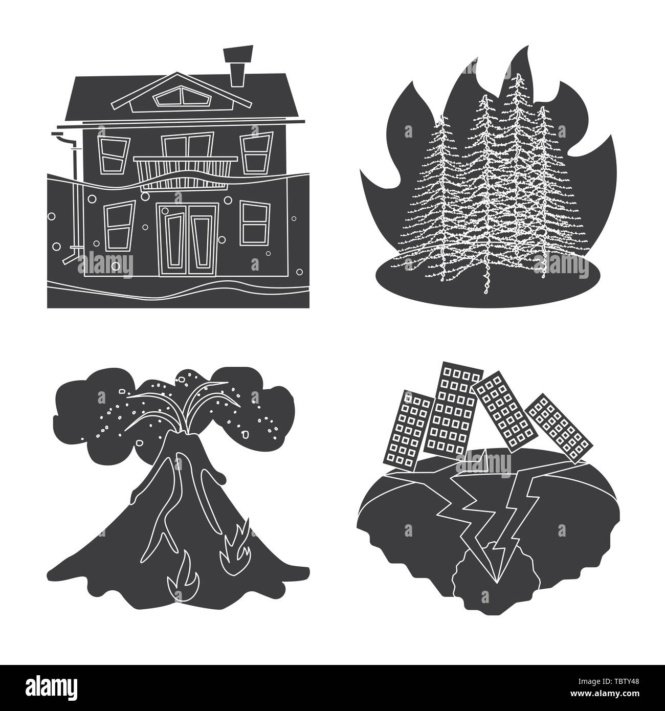 Vector design of calamity and crash symbol. Set of calamity and ...