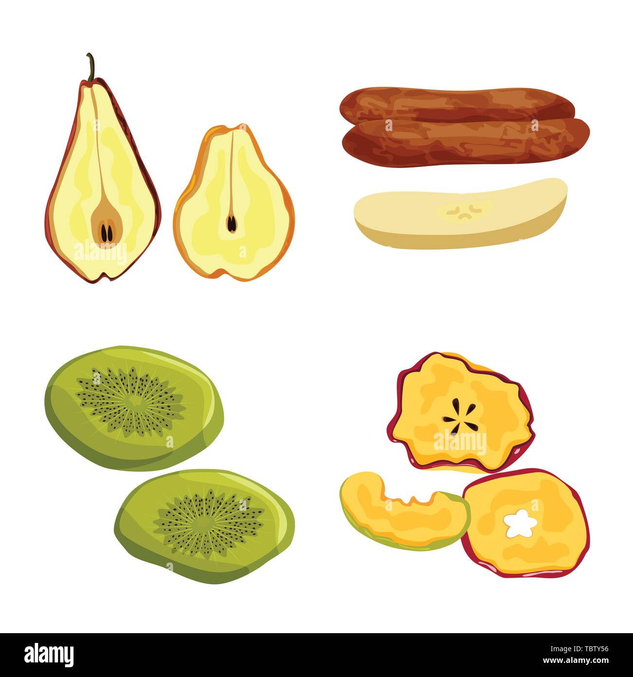 Isolated object of fruit and dried icon. Collection of fruit and food ...