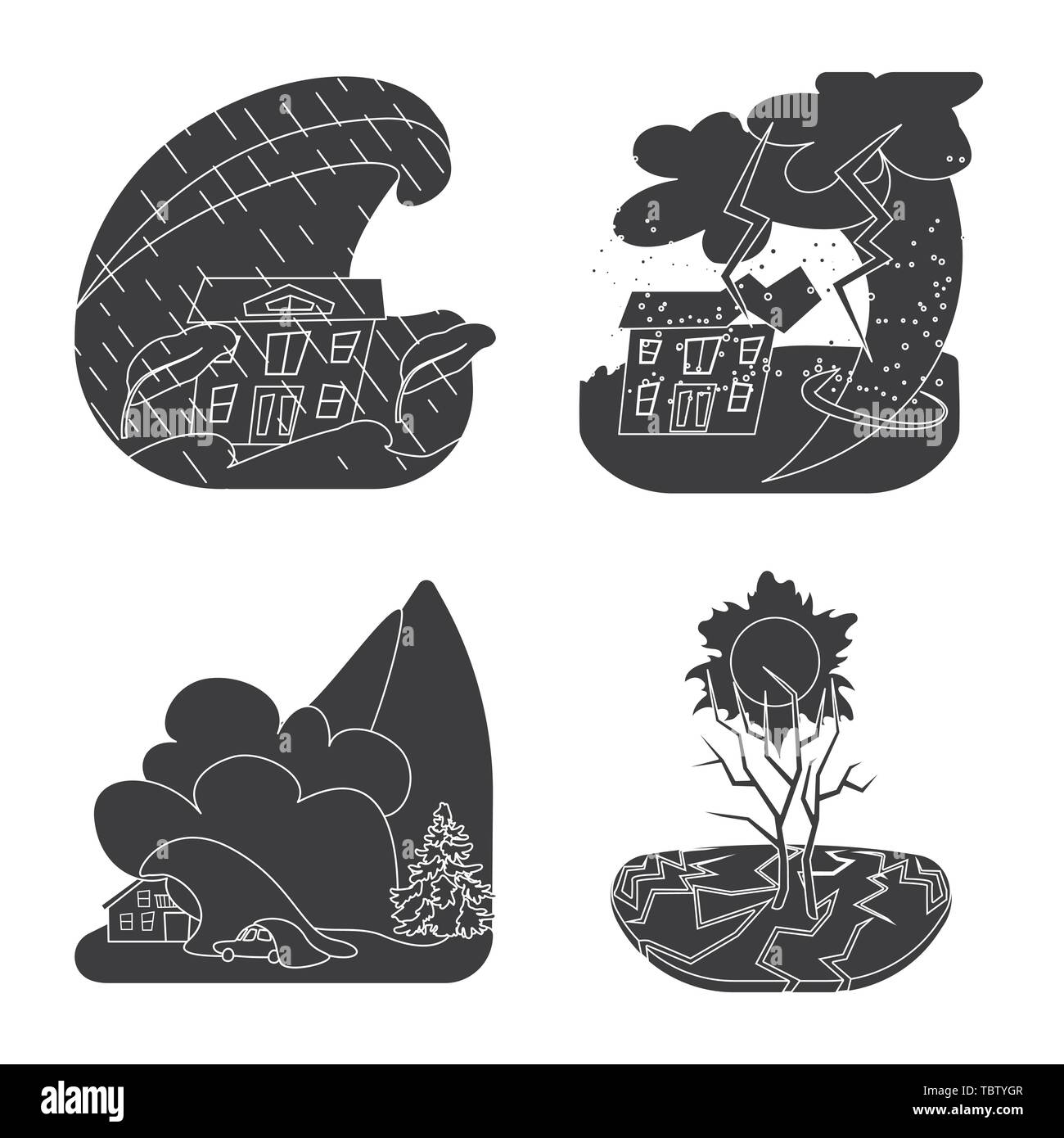 Vector illustration of calamity and crash icon. Set of calamity and ...