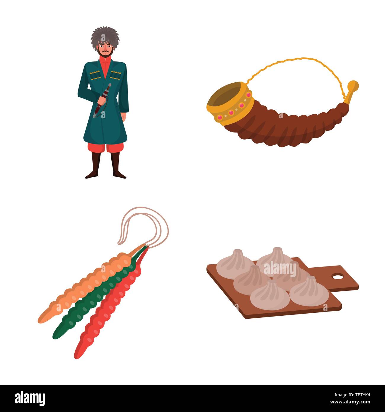 Vector illustration of Caucasus and traditions sign. Collection of ...