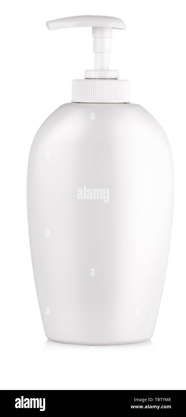 White tube bottle of shampoo, conditioner, hair rinse on a white ...