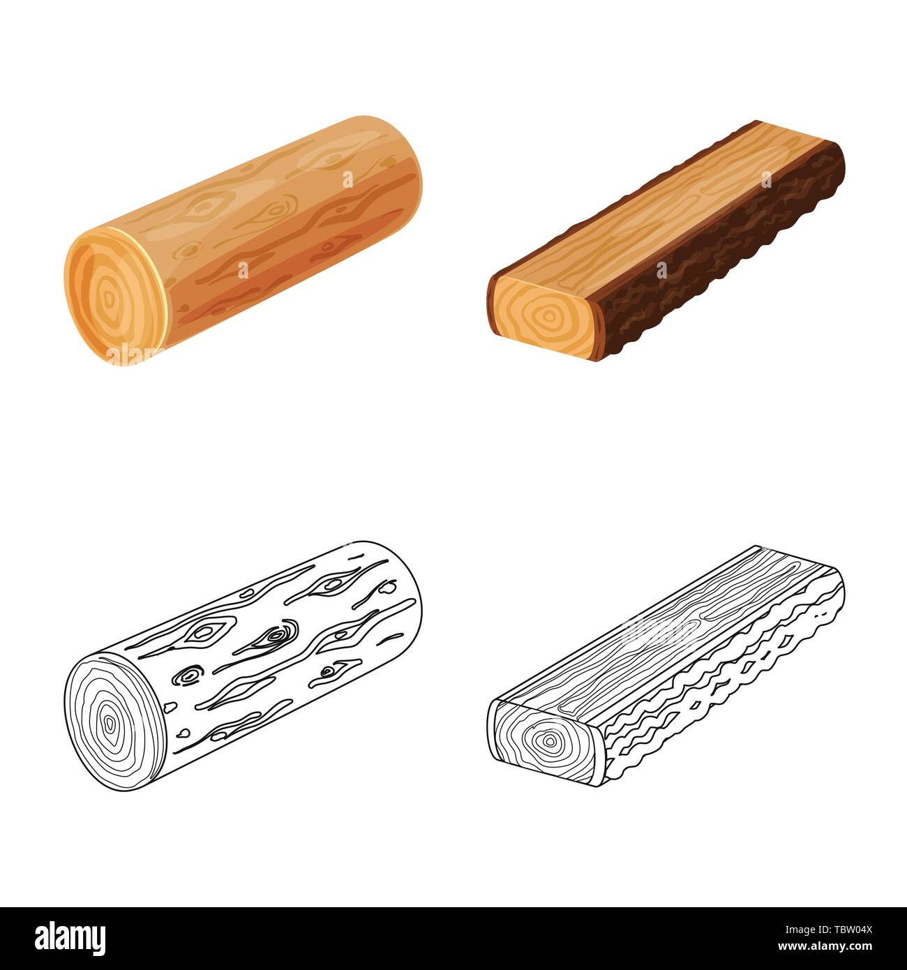 Vector design of tree and raw icon. Collection of tree and construction ...