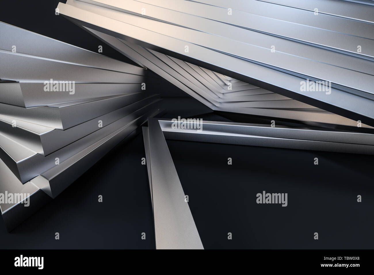3D rendering,triangular metal frame,the metal texture Stock Photo - Alamy