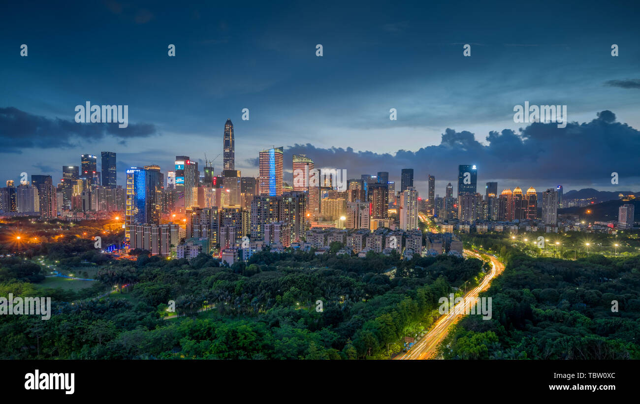 Night view in central Shenzhen Stock Photo - Alamy
