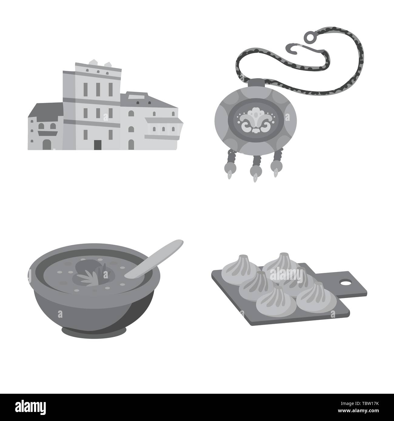 Isolated object of attributes and tourism sign. Set of attributes and ...