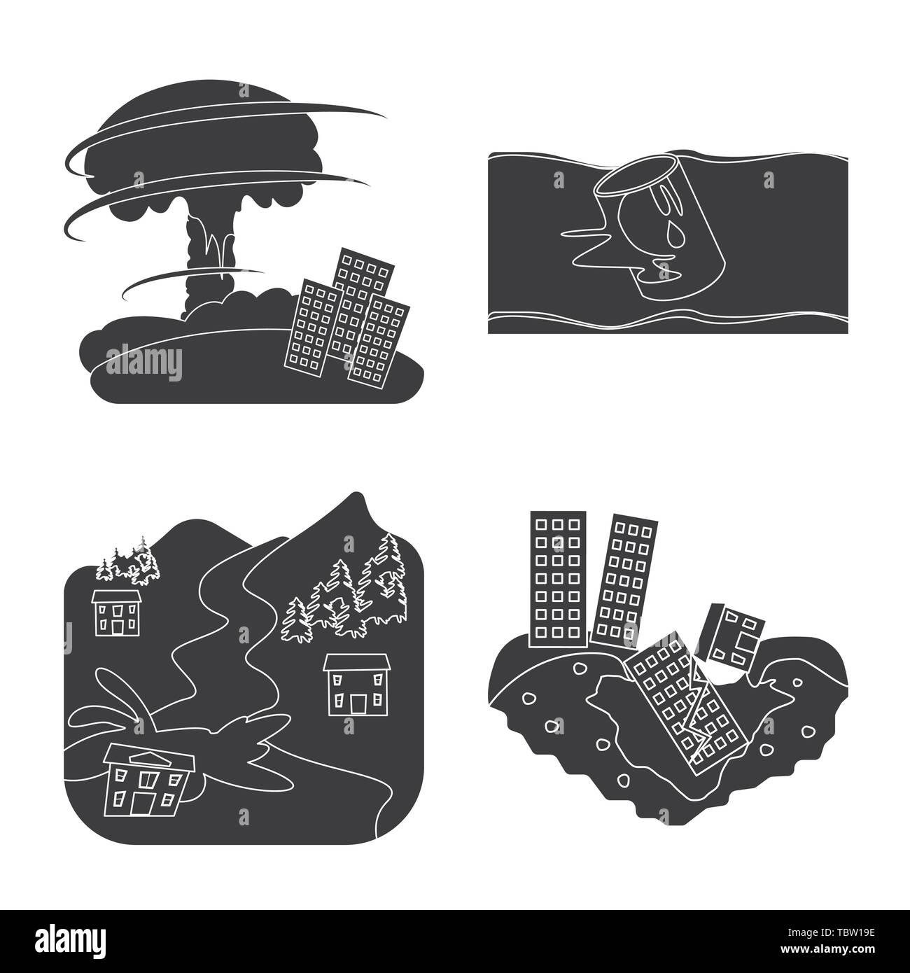 Vector illustration of calamity and crash logo. Collection of calamity ...