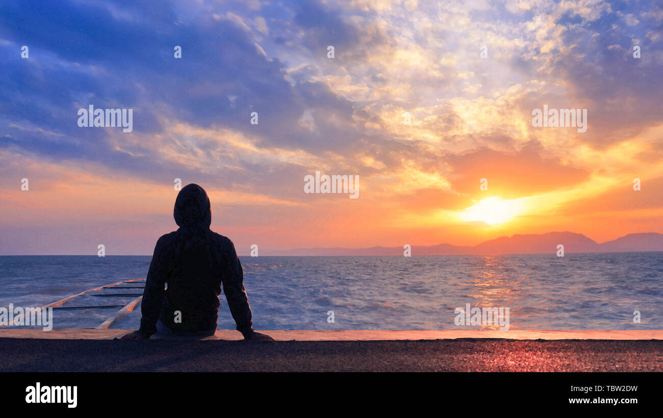 Lonely back selfie Stock Photo - Alamy