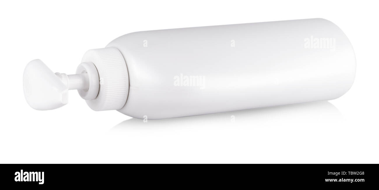 White tube bottle of shampoo, conditioner, hair rinse on a white ...