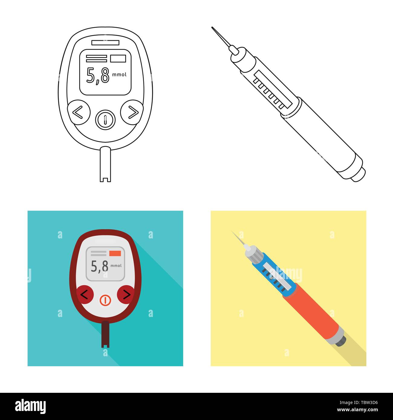 Vector design of diet and treatment sign. Set of diet and medicine ...
