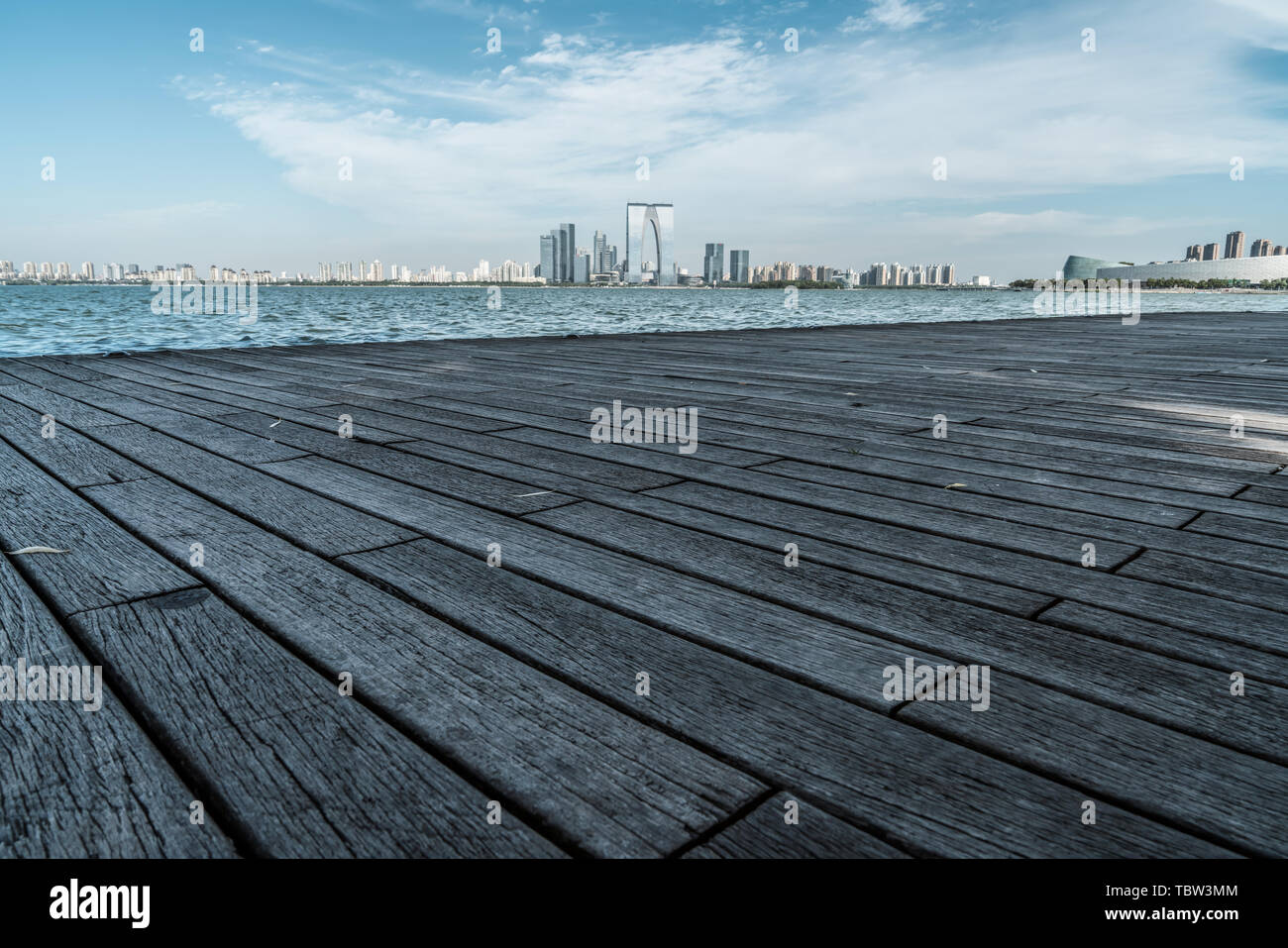 Oriental gate with wooden platform background Stock Photo - Alamy