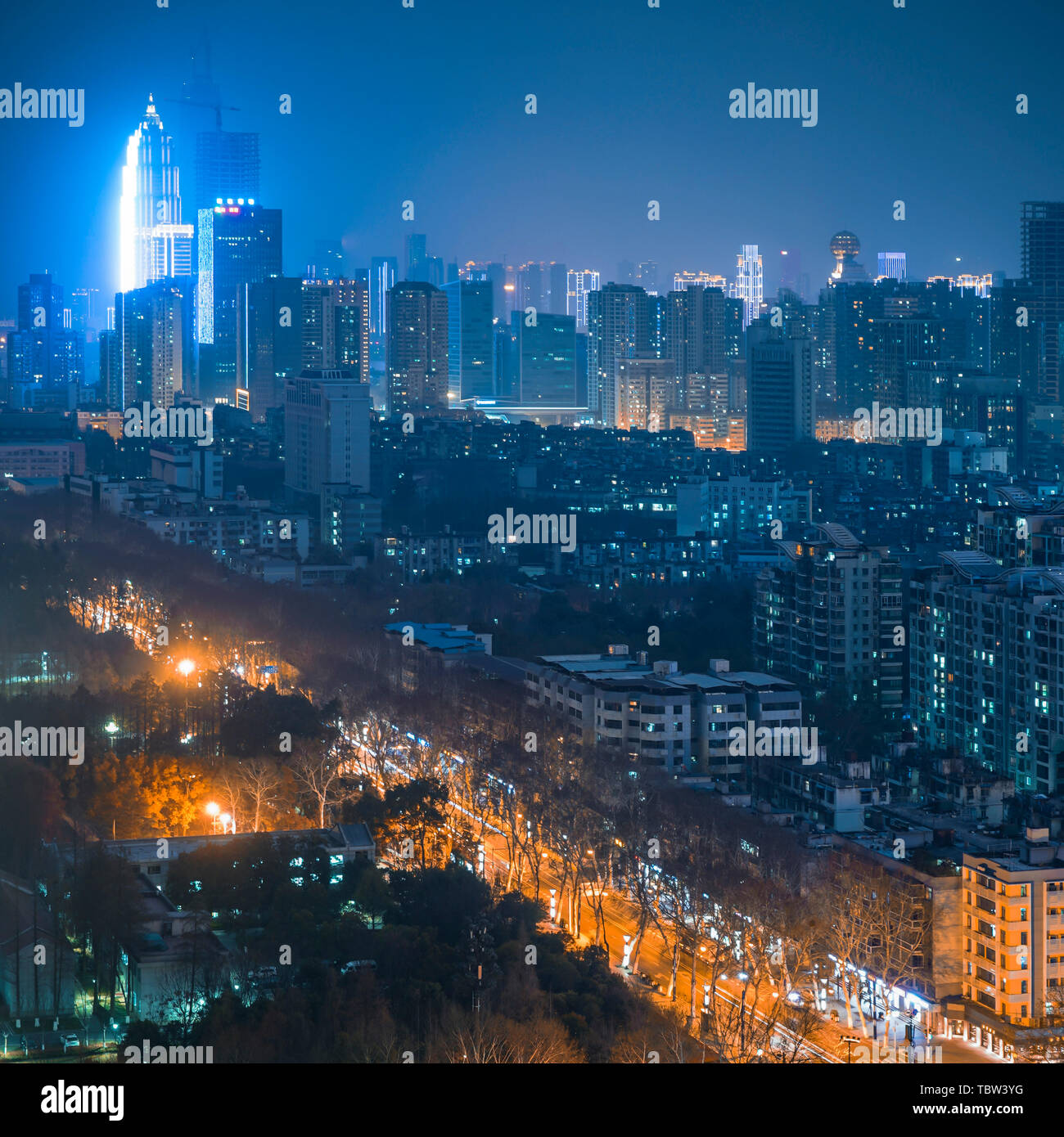 Hankou Emancipation Park City Night View Stock Photo - Alamy