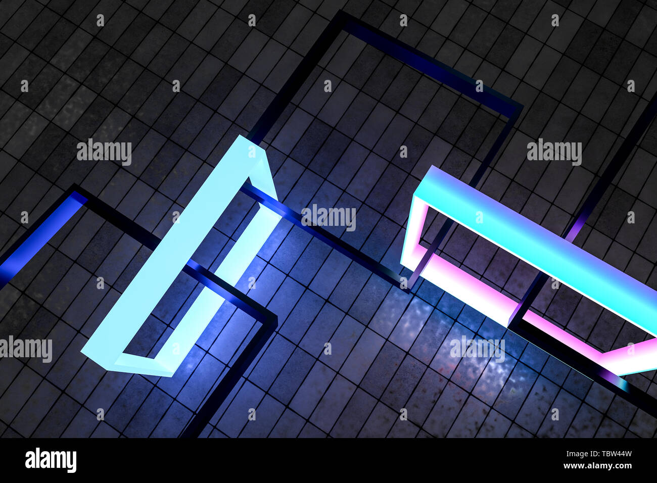 Three-dimensional rendering, technology sense square background Stock ...