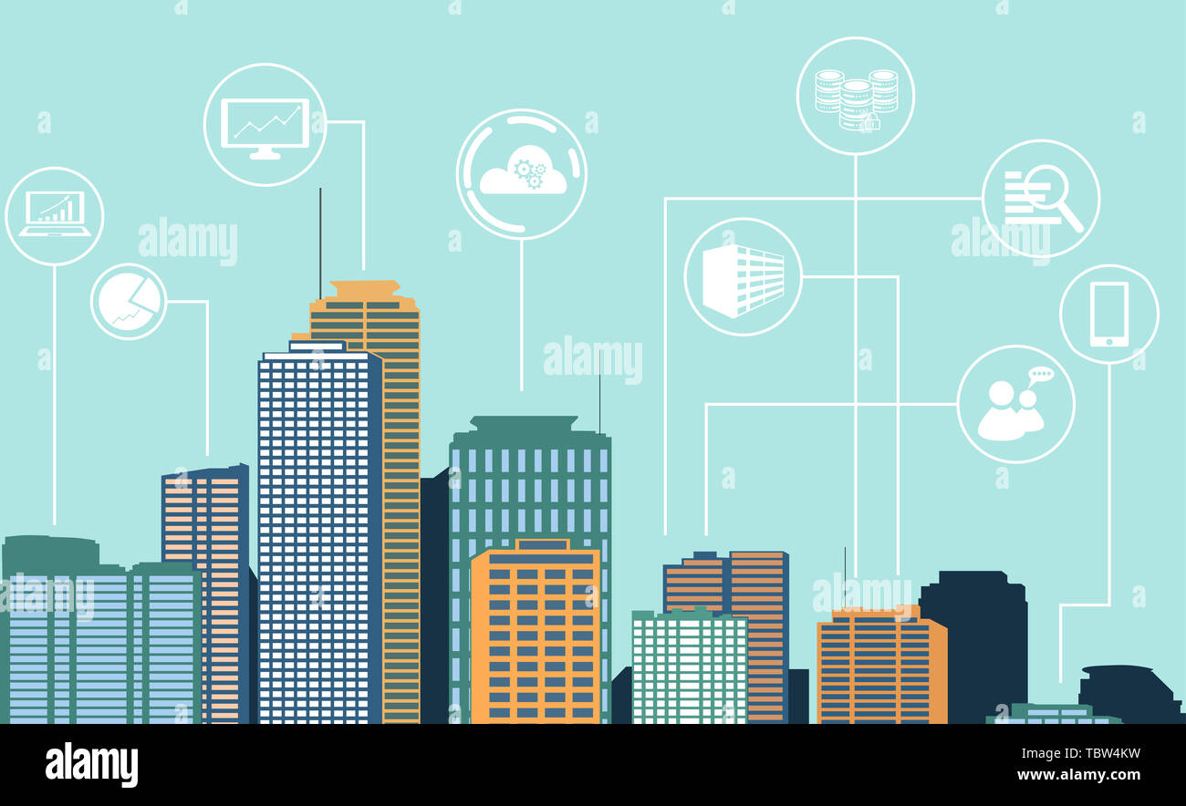 Big data concept icon with city building illustration Stock Photo - Alamy