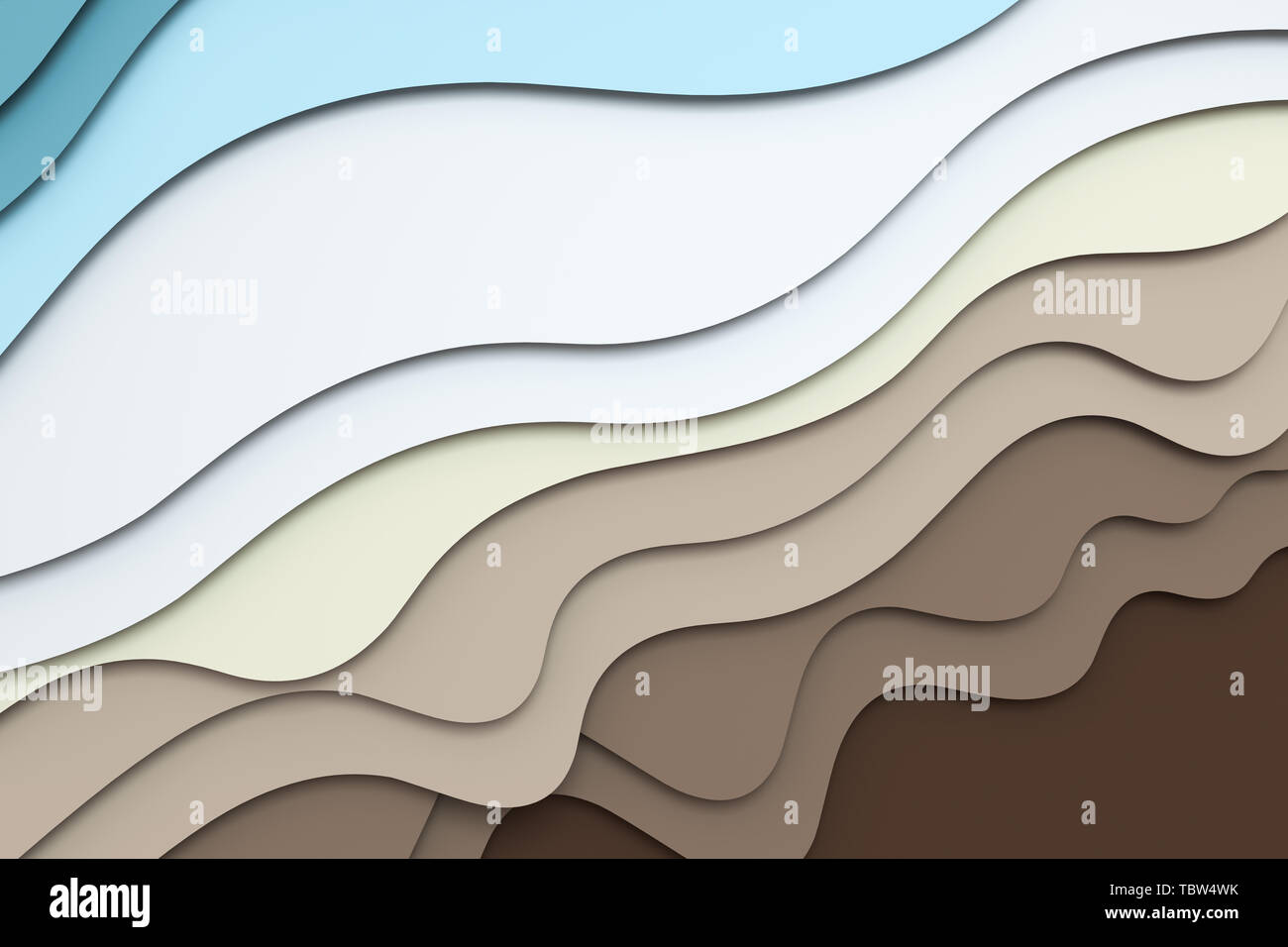 Three-dimensional rendering, curved cardboard light color background ...