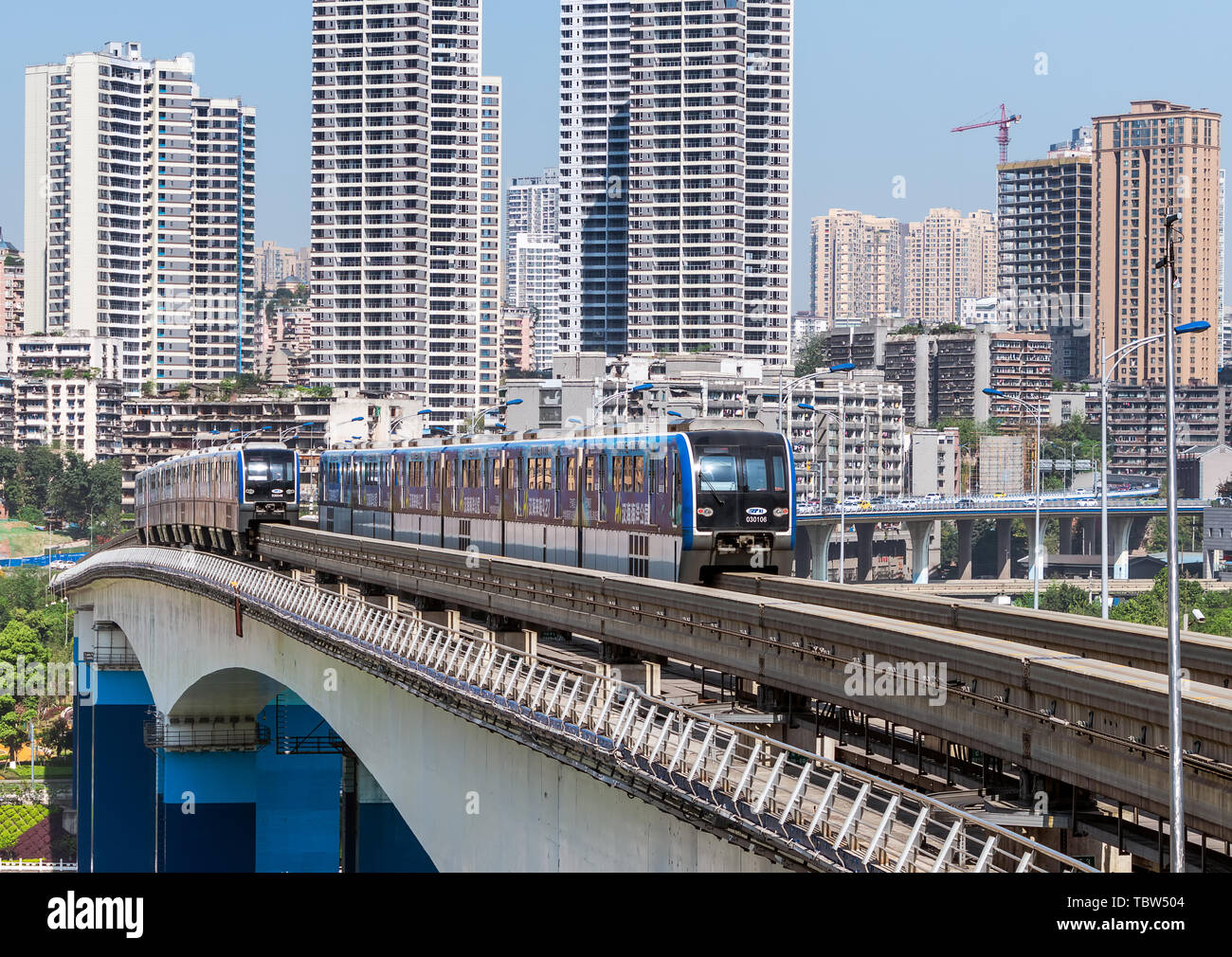 Chongqing light rail train Stock Photo - Alamy