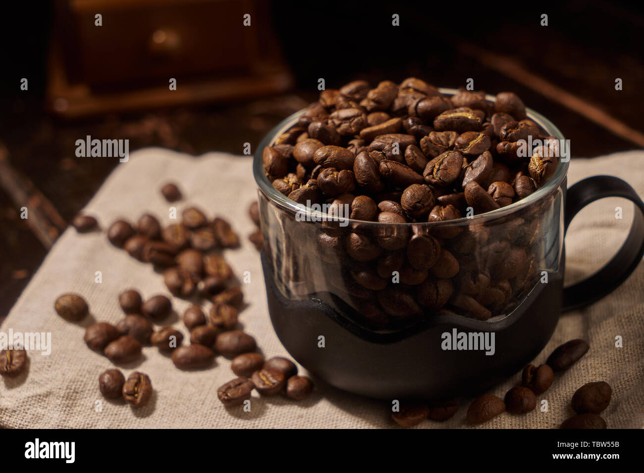 Cup of coffee beans Stock Photo - Alamy