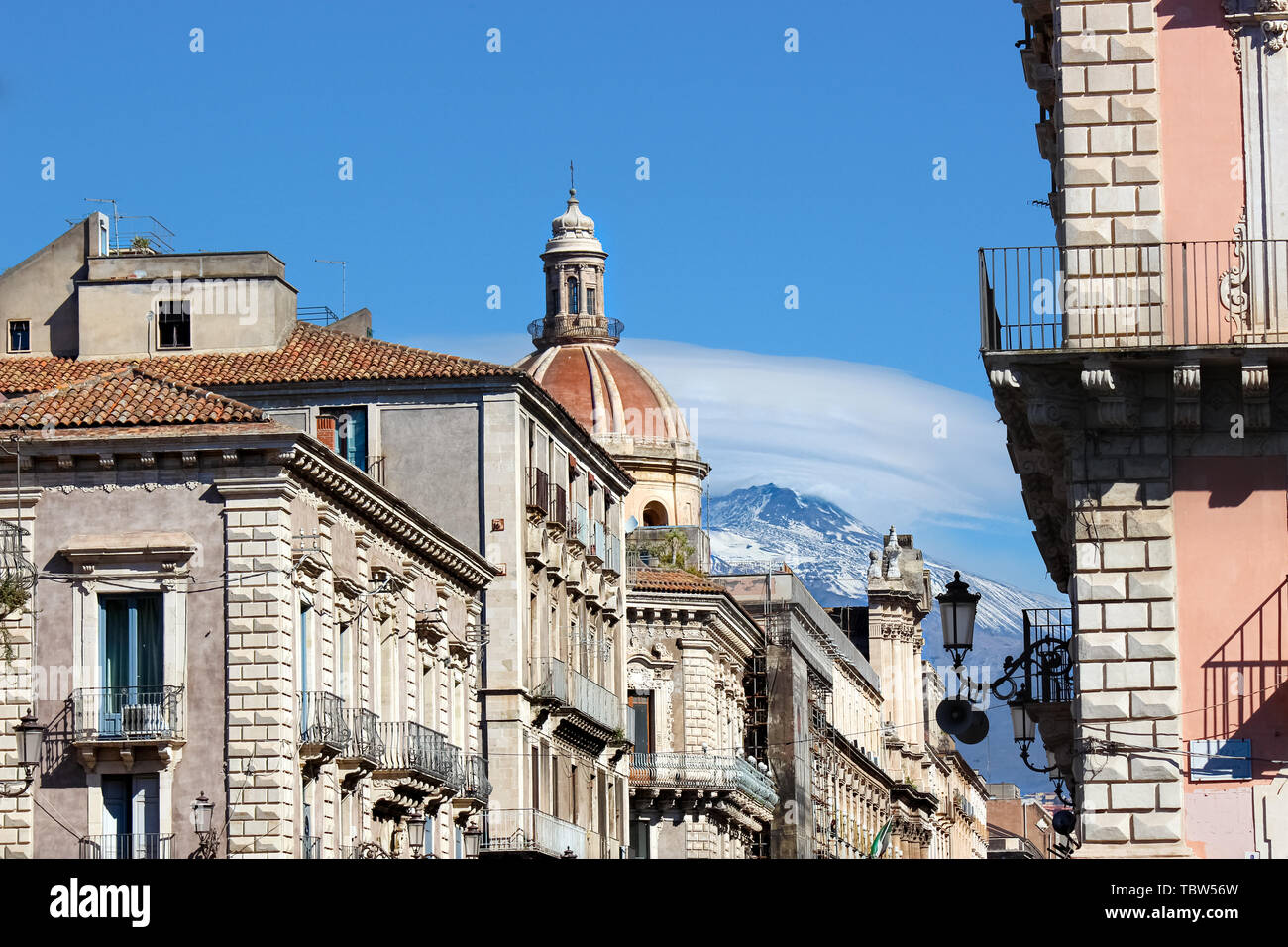 Amazing view of Catania Cathedral of Saint Agatha with adjacent ...