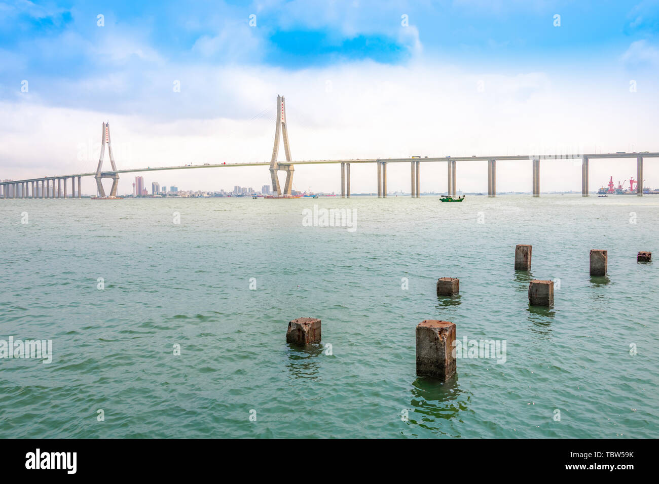 The scenery of the Zhanjiang Bay Bridge Stock Photo - Alamy