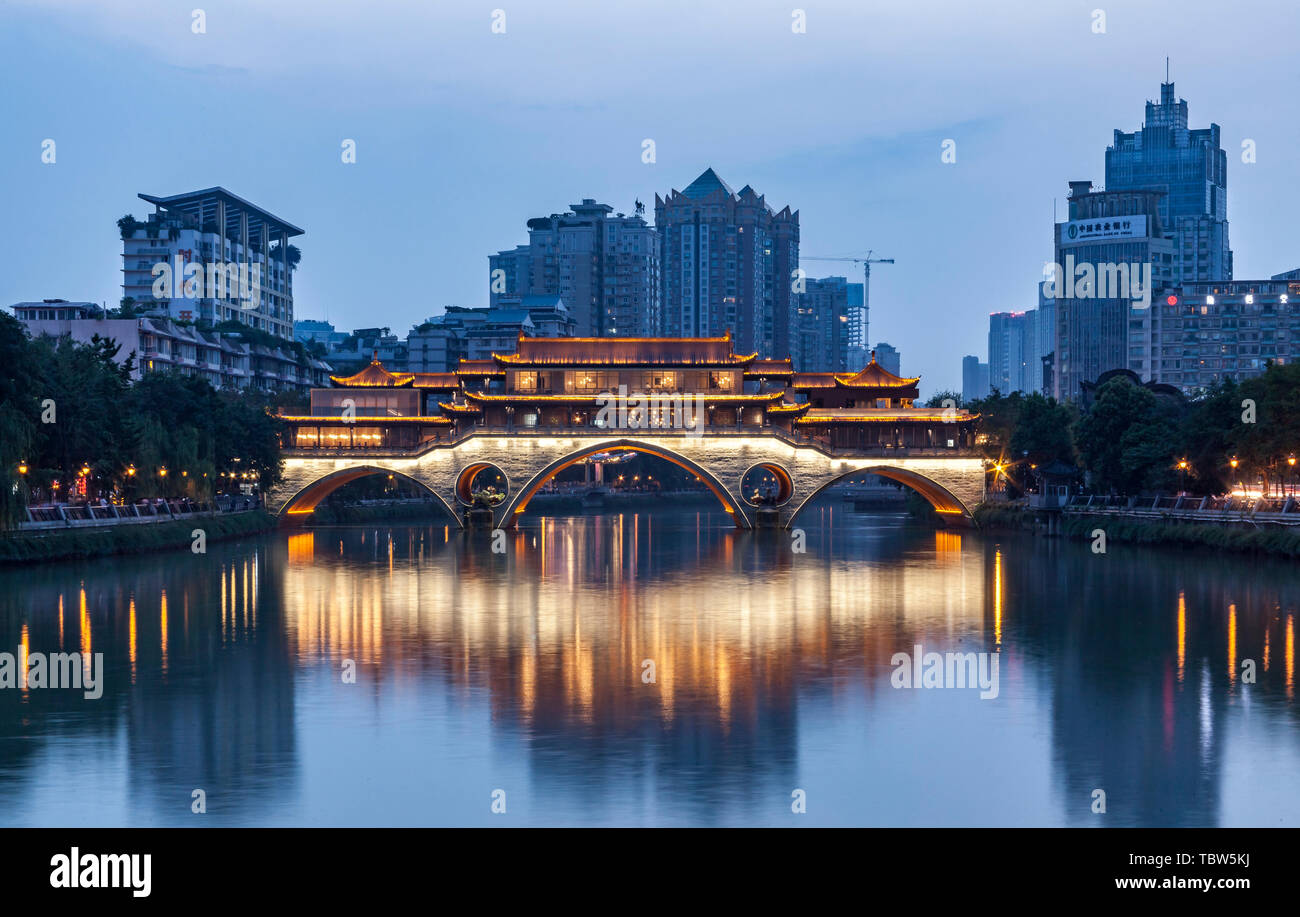 Panoramic view of Anshun covered bridge in Chengdu Stock Photo - Alamy