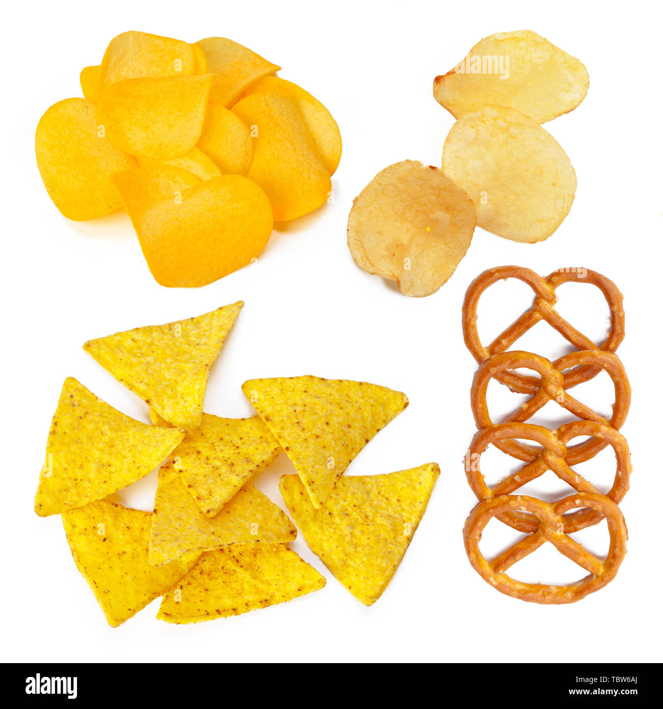 Snack collection isolated on white background collage Stock Photo - Alamy
