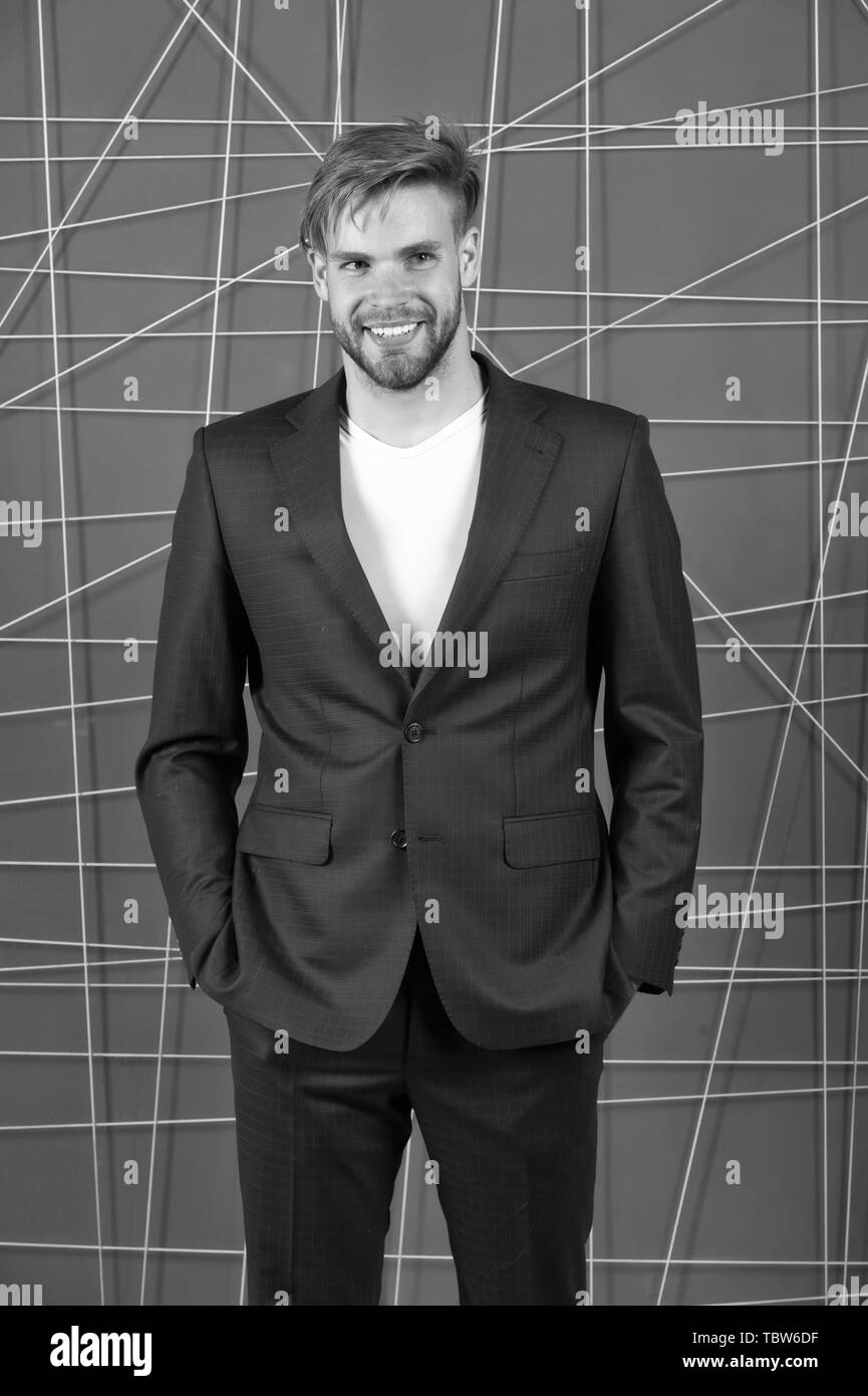 Manager confident wear perfect outfit. Guy office worker handsome ...